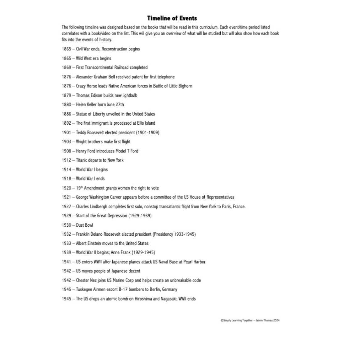 American History Through Picture Books - Unit 3 - Simply Learning Together